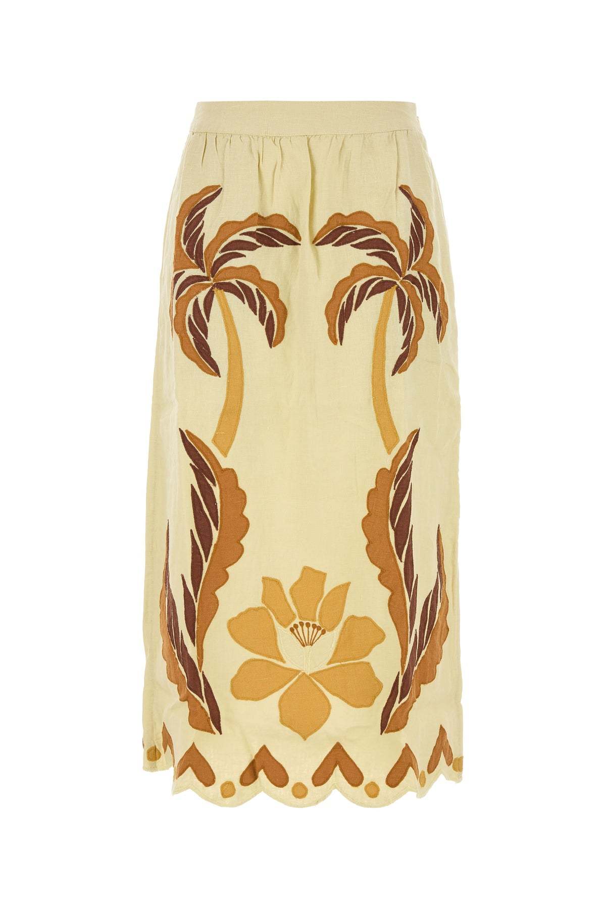 FARM RIO Farm Rio Floral Palm-Tree Midi Skirt